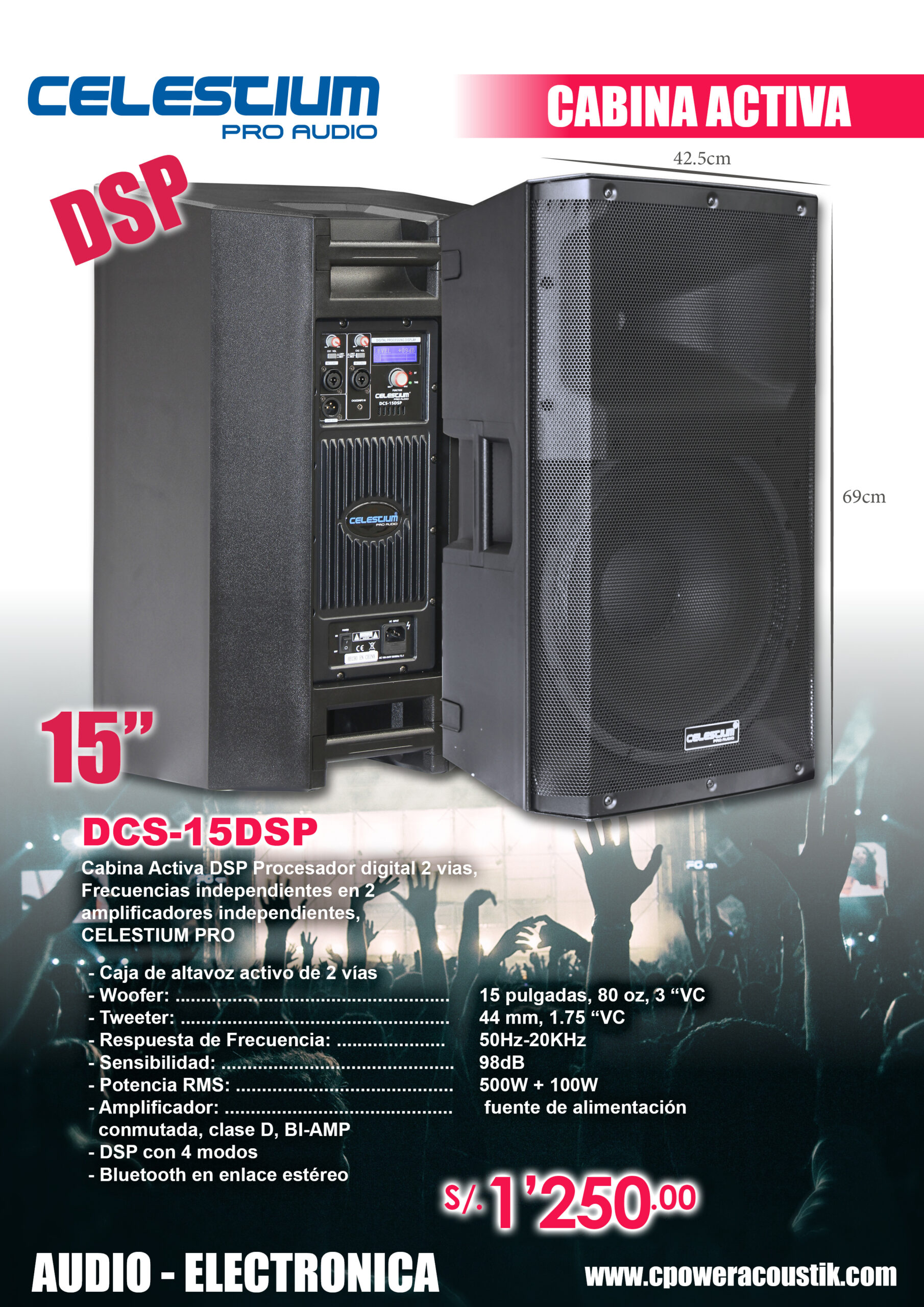 CABINA ACTIVA | CELESTIUM PRO AUDIO | DCS-15DSP - Power Acoustik